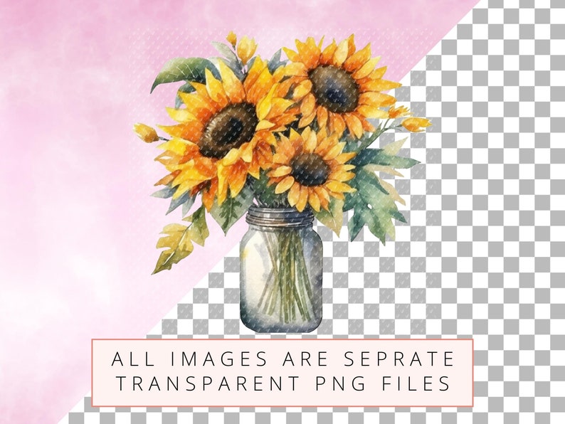 Watercolor Sunflower Clipart Sunflowers Bouquets and - Etsy