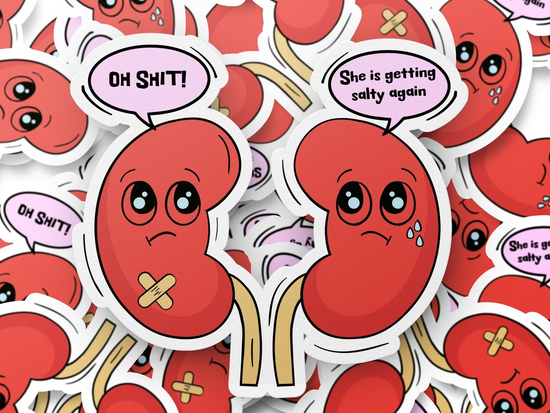 She is Salty, Funny Kidneys Sticker, Renal Sticker, Sarcastic Anatomy ...