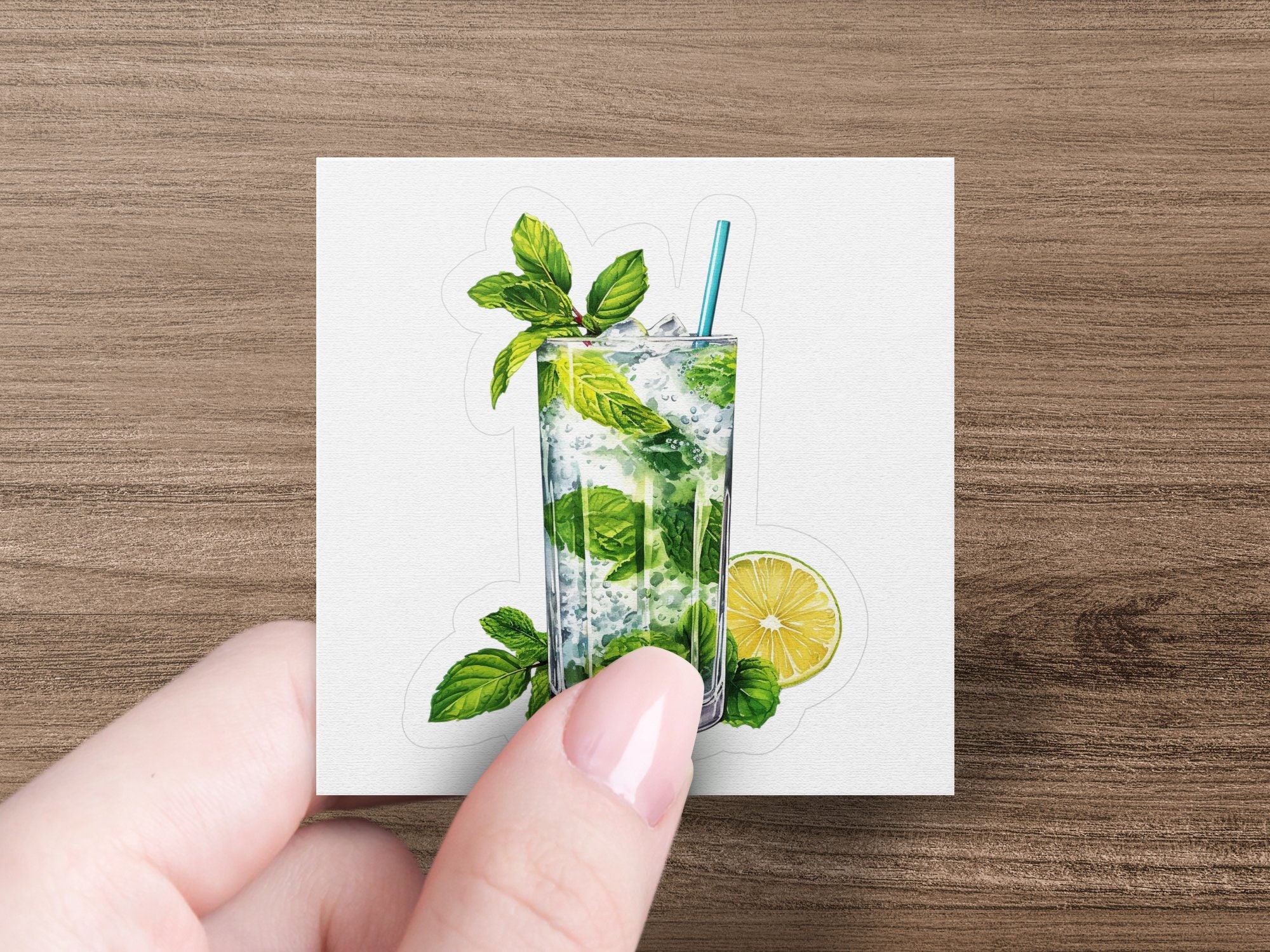 Watercolor Mojito Cocktail Sticker, Drink Sticker, Cocktail Sticker ...