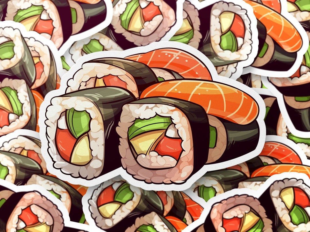 Sushi Roll Sticker - Fun Sushi Sticker for Water Bottles Laptops and ...