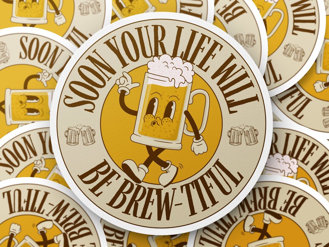 Funny Retro Beer Mascot Sticker, Gift for Beer Lover, Gift Sticker ...
