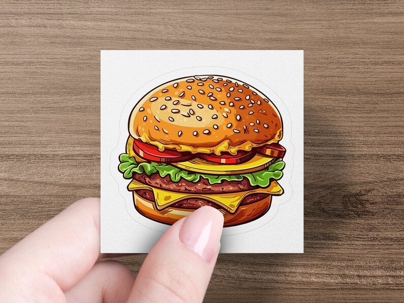 Cheeseburger Sticker, Fast Food Sticker, Cool Sticker, Hamburger ...