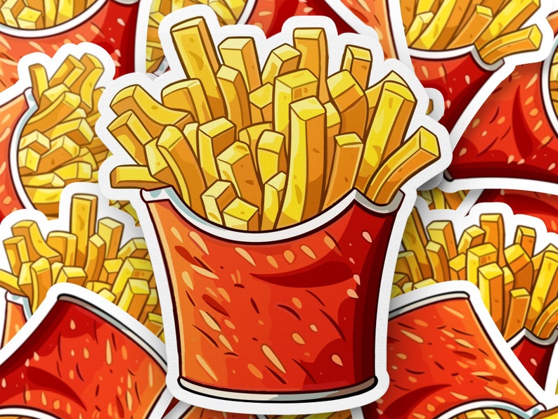 French Fries Sticker - Fun Food Decal for Laptops Water Bottles and ...