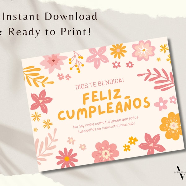 Printable Spanish Birthday Card - Etsy