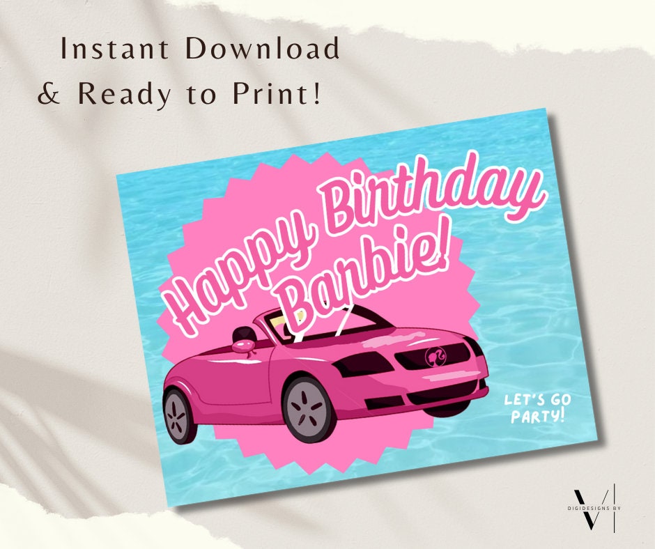 Barbie Birthday Card Barbie Birthday Printable Card Handmade - Etsy