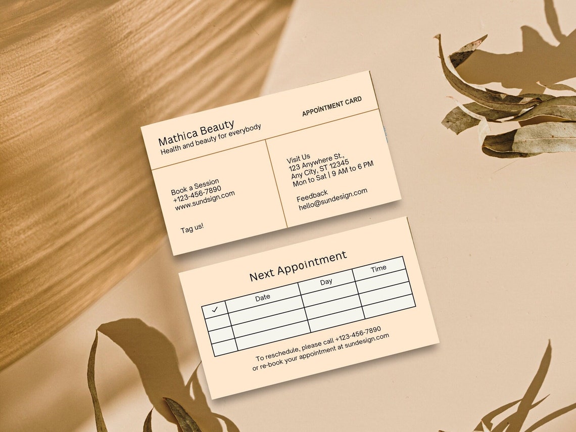 Appointment Card Template Book Your Appointments With This - Etsy