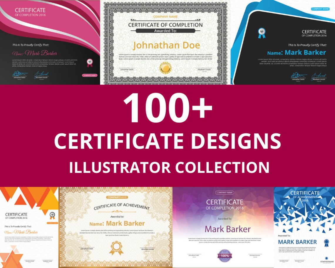 Adobe Illustrator PREMIUM Package: 100 Certificate Designs INSTANT ...
