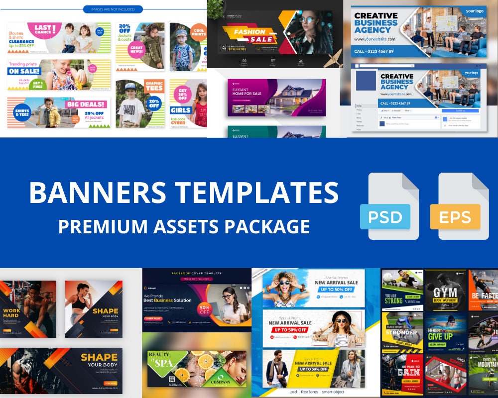 Adobe Photoshop and Illustrator PREMIUM Package: Banners Templates for ...