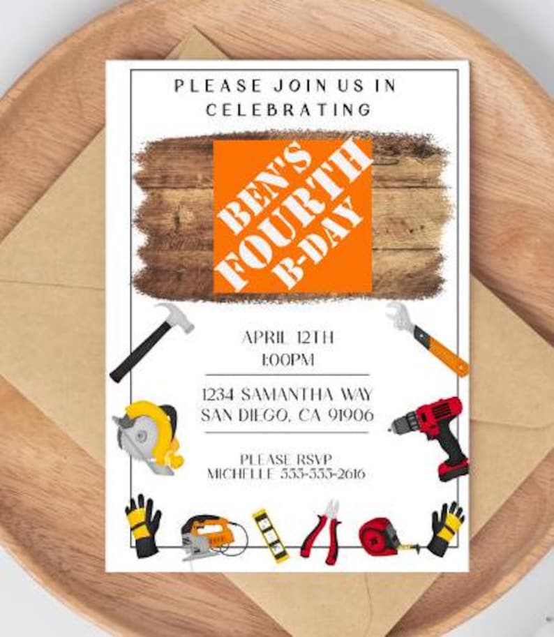 Home Depot Themed Birthday Invitation - Etsy