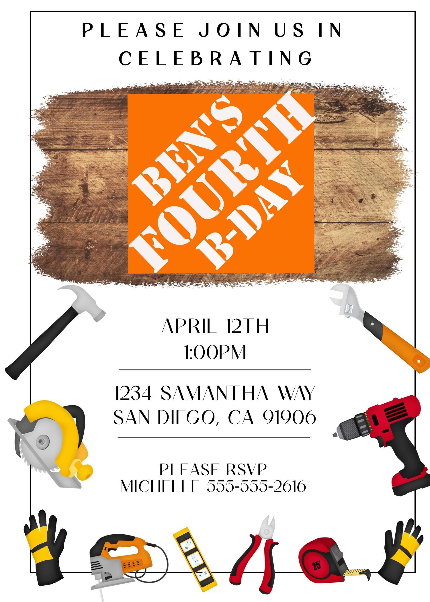 Home Depot Themed Birthday Invitation - Etsy