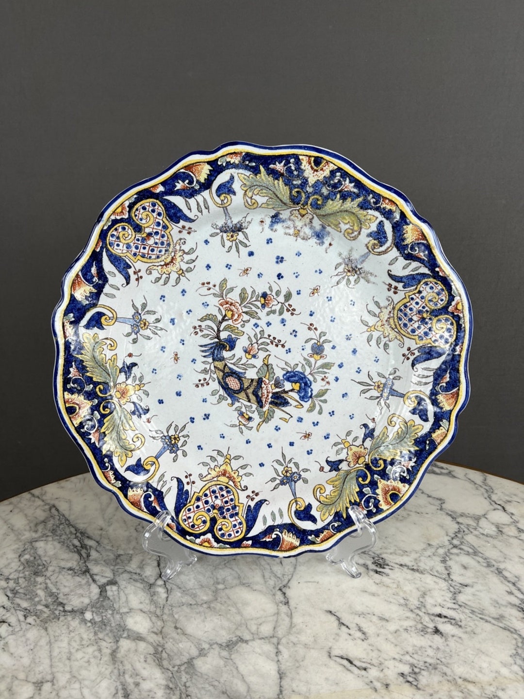 Antique Rouen Faience Plate - Etsy