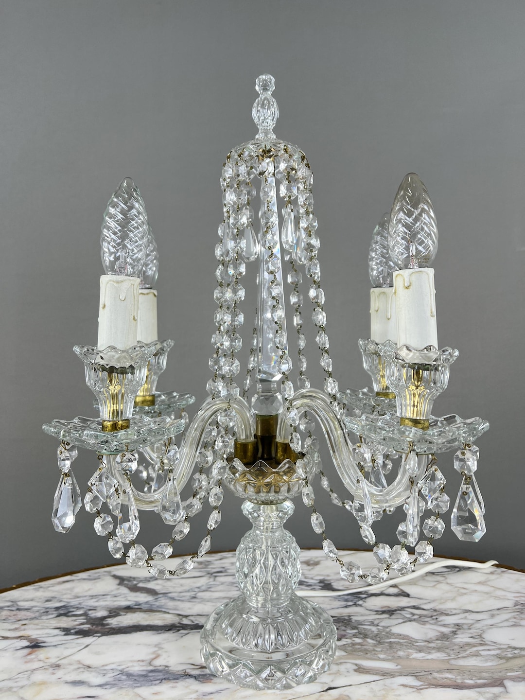 Vintage Crystal Lamp - Etsy