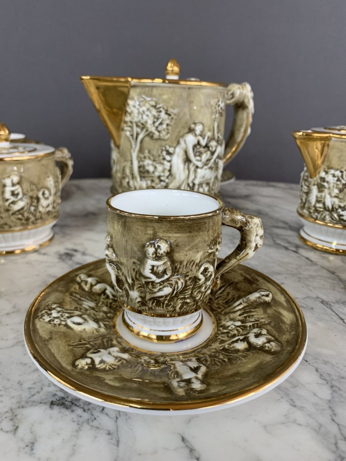 Vintage Capodimonte Coffee Set - Etsy