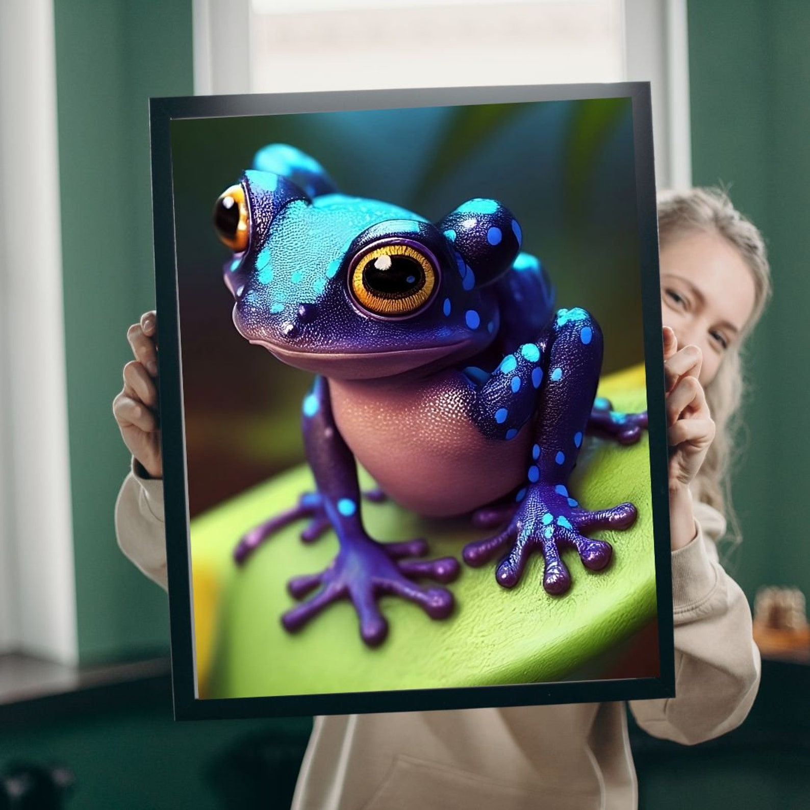 AI Frog Poster Tiny Cute Black Frog With Blue Spots AI Art - Etsy