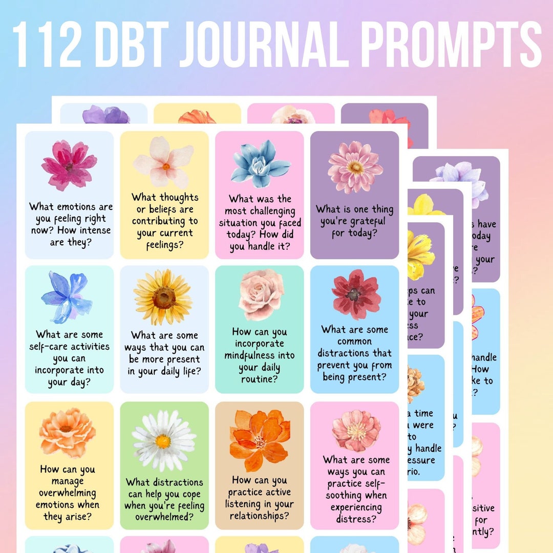 112 DBT Prompts for Journaling Journal Prompt Cards for - Etsy UK