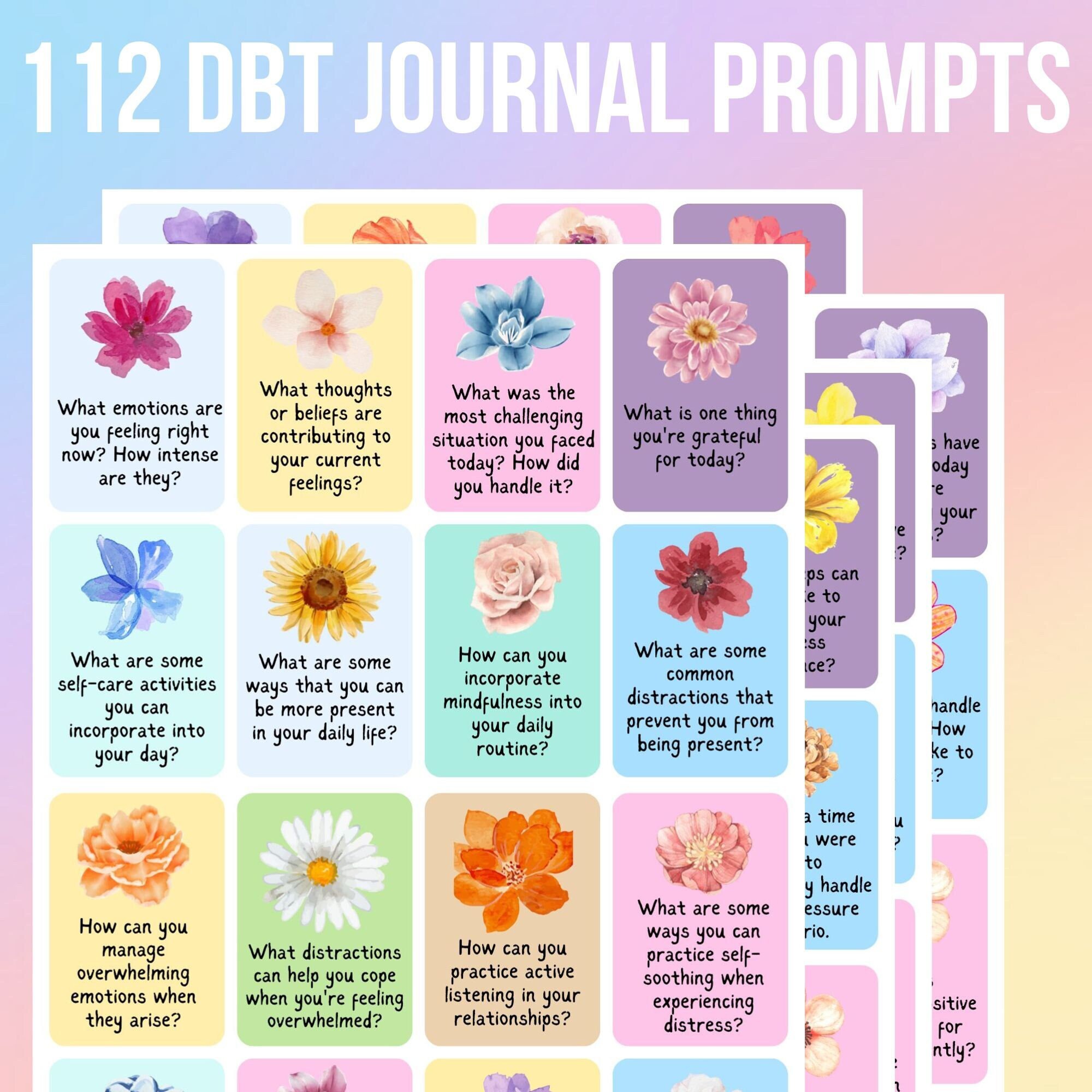 112 DBT Prompts for Journaling Journal Prompt Cards for - Etsy UK