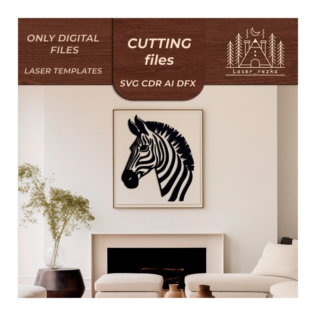 Zebra Laser Cut Files Wall Art Svg, Dxf, EPS, AI Glowforge Files ...