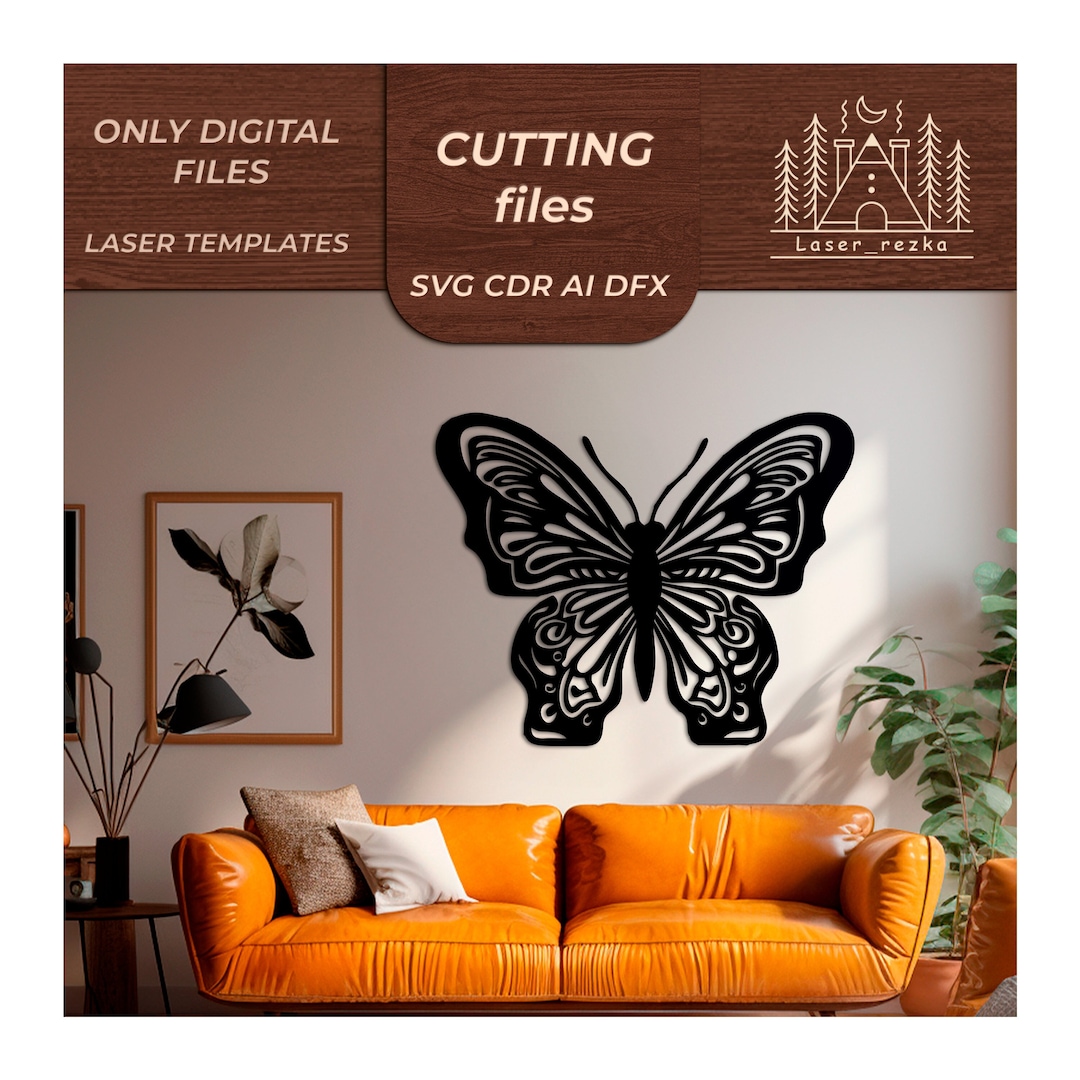 Butterfly Laser Cut Files Wall Art Svg, Dxf, EPS, AI Glowforge Files ...