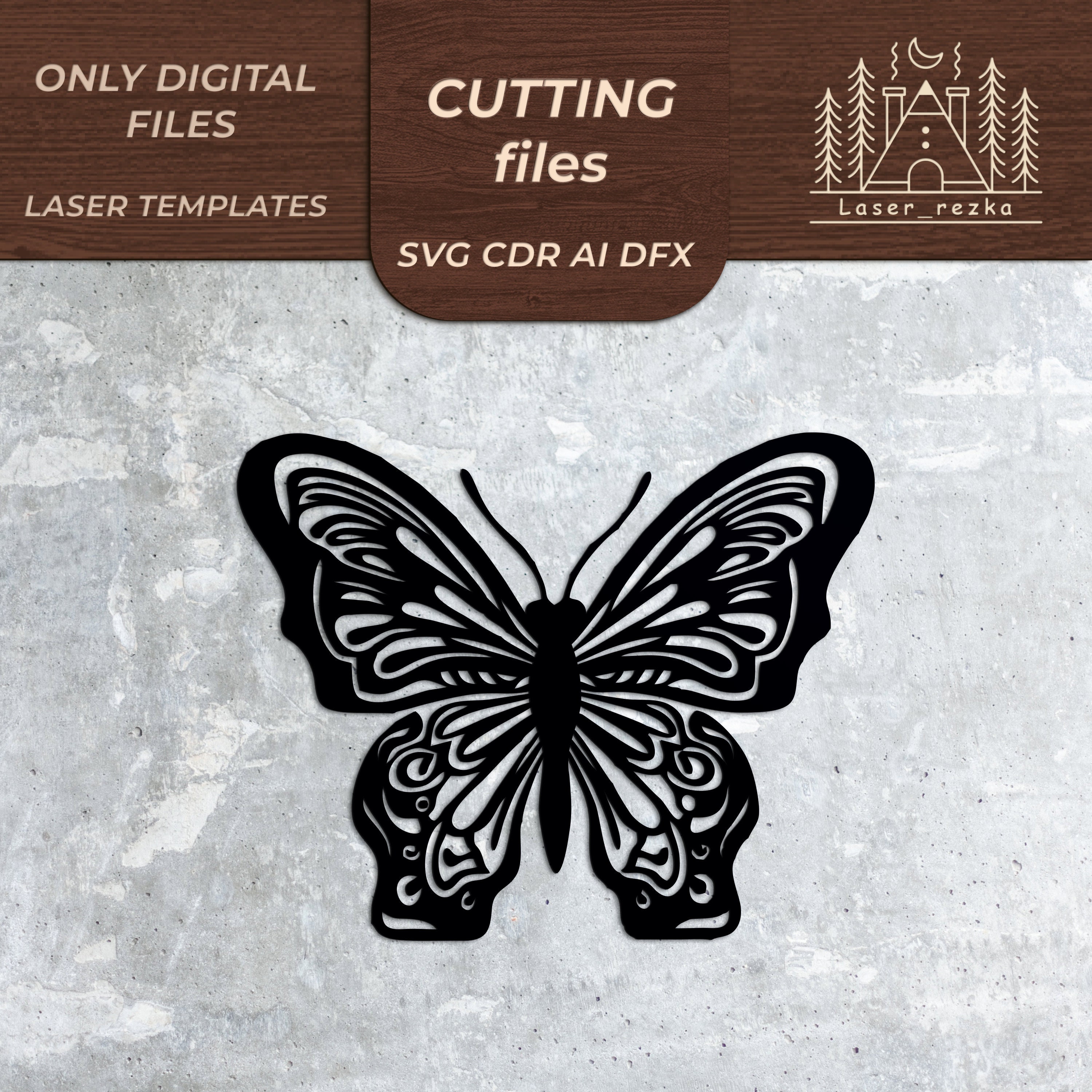 Butterfly Laser Cut Files Wall Art Svg, Dxf, EPS, AI Glowforge Files ...