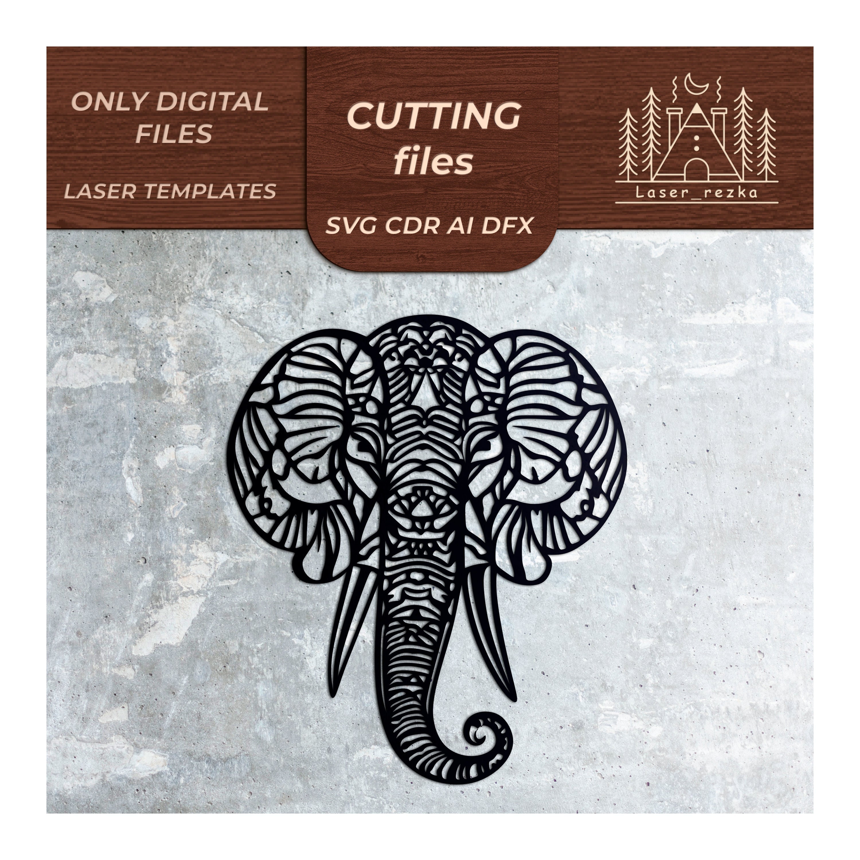 Elephant Laser Cut Files Wall Art Svg, Dxf, EPS, AI Glowforge Files ...