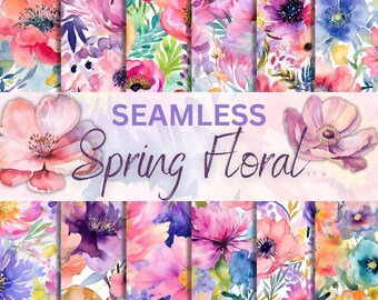 Spring Flowers Digital Paper - SEAMLESS - Spring Flower Patterns - 10 ...