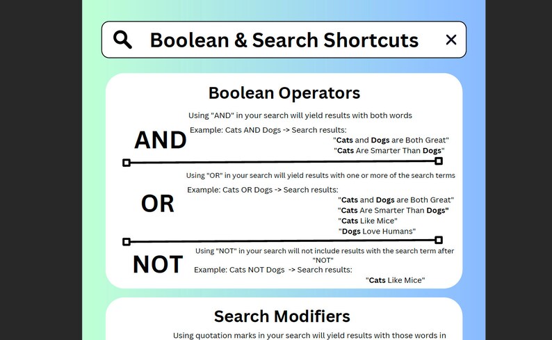 Boolean & Search Shortcuts - Etsy