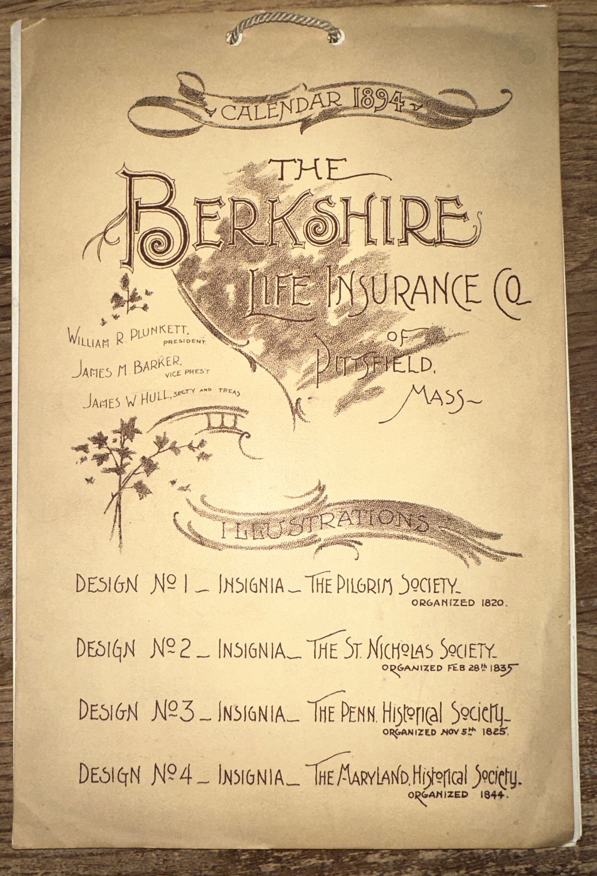 Original Vintage 1894 Berkshire Life Insurance Co. Advertising - Etsy
