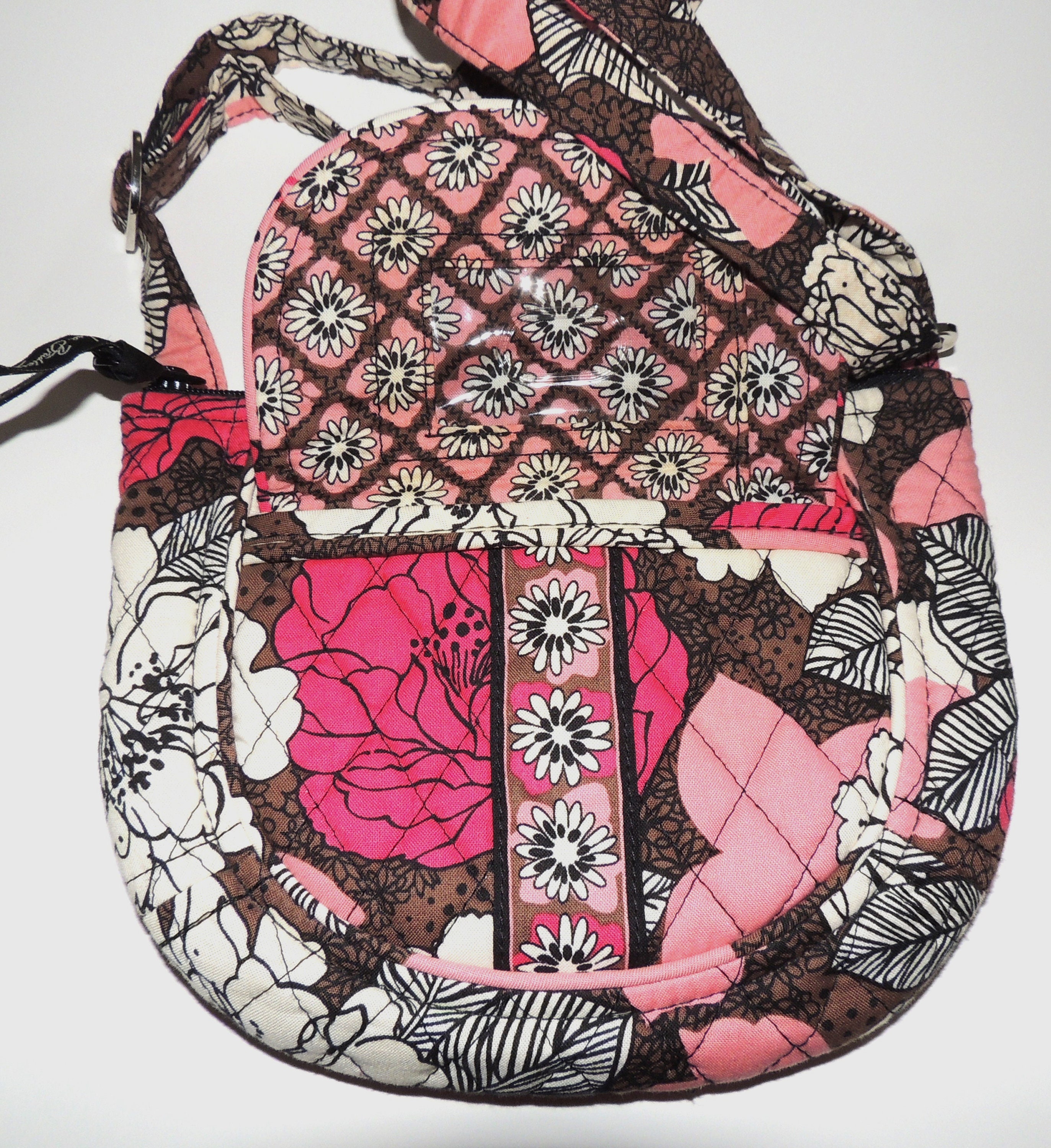Vera Bradley Retired Mocha Rouge Pattern Pink Floral Crossbody Bag ...