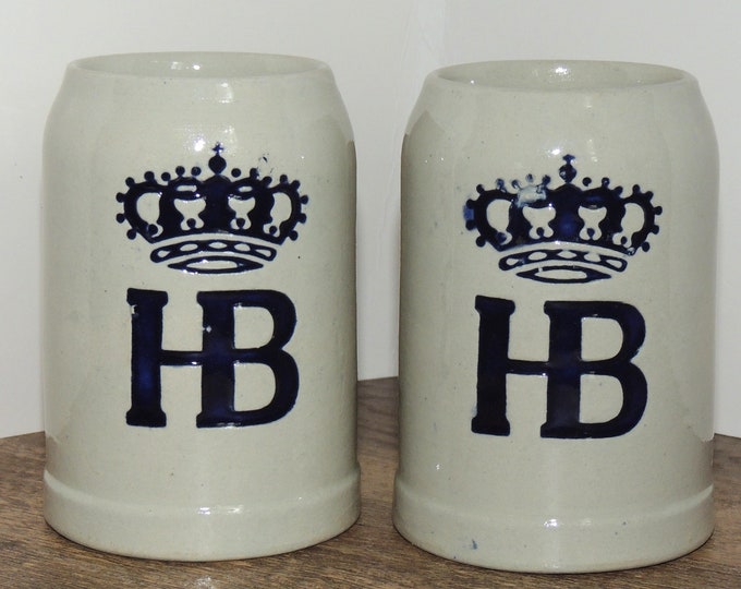 Antique HB Beer Stein Munich Hofbrauhaus Handmade Stoneware Incised ...