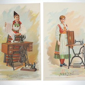 2 Vintage Singer Manufacturing 1892 Sewing Machine Trading Cards From ...