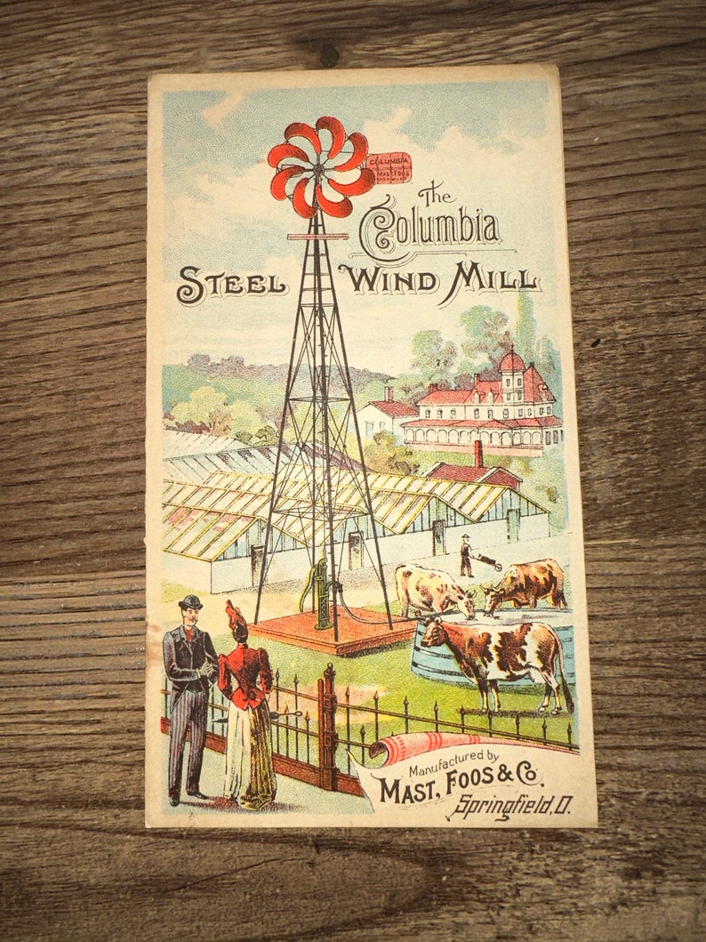 1880'S Mast Foos & Co. Columbia Steel Wind Mill Advertising/trade Card ...