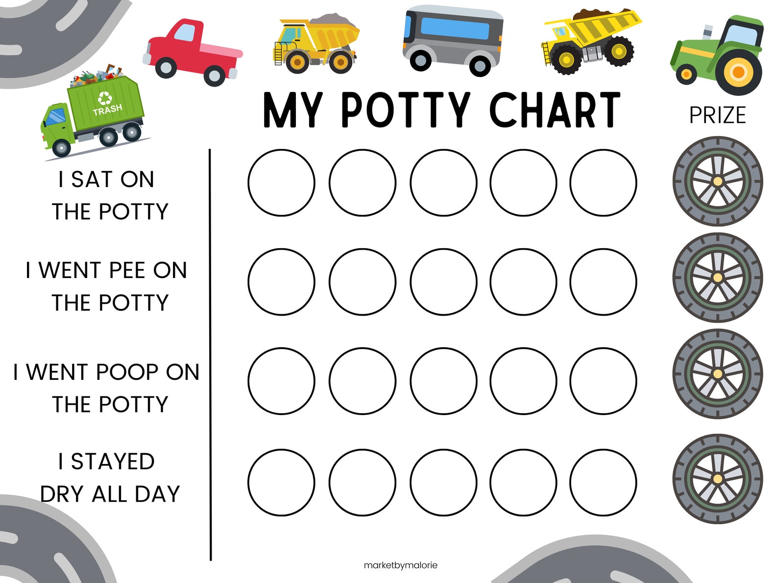 Potty Chart | Trucks Potty Chart | Reward Chart | Toddler Printables ...