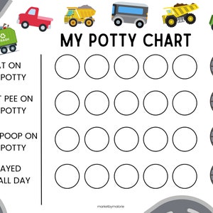 Potty Chart | Trucks Potty Chart | Reward Chart | Toddler Printables ...