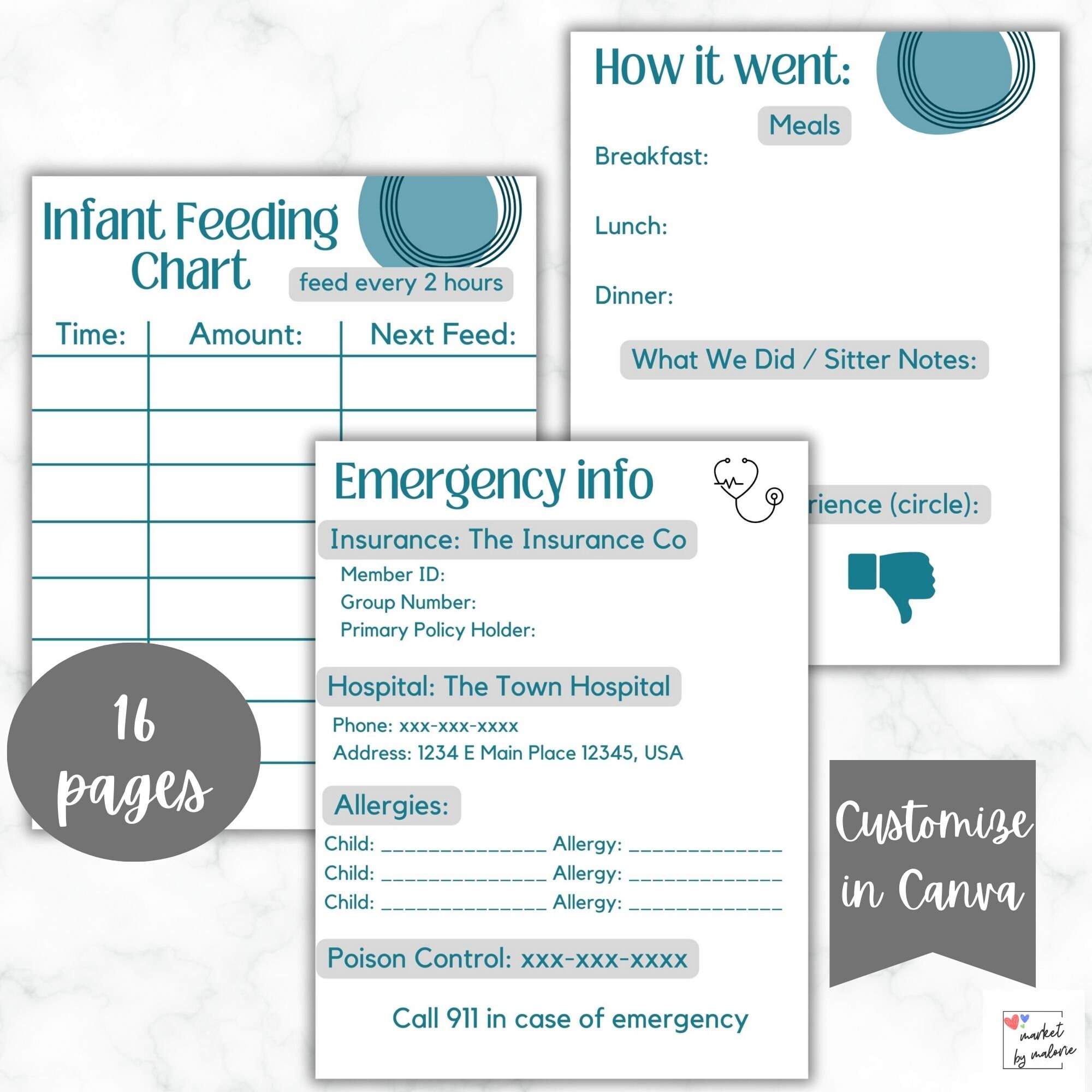 Babysitter Binder Editable Template Babysitter Guide Printable Nanny ...