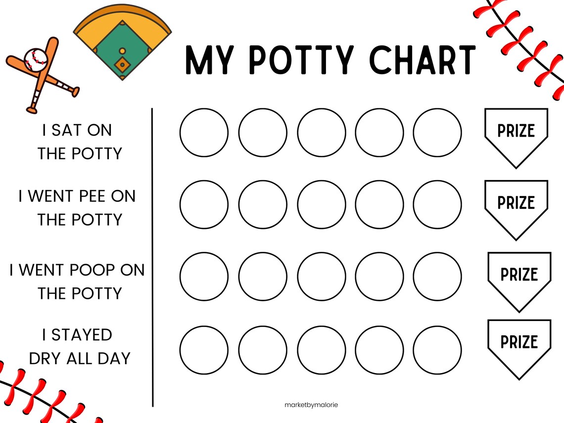 Potty Chart | Baseball Potty Chart | Reward Chart | Toddler Printables ...