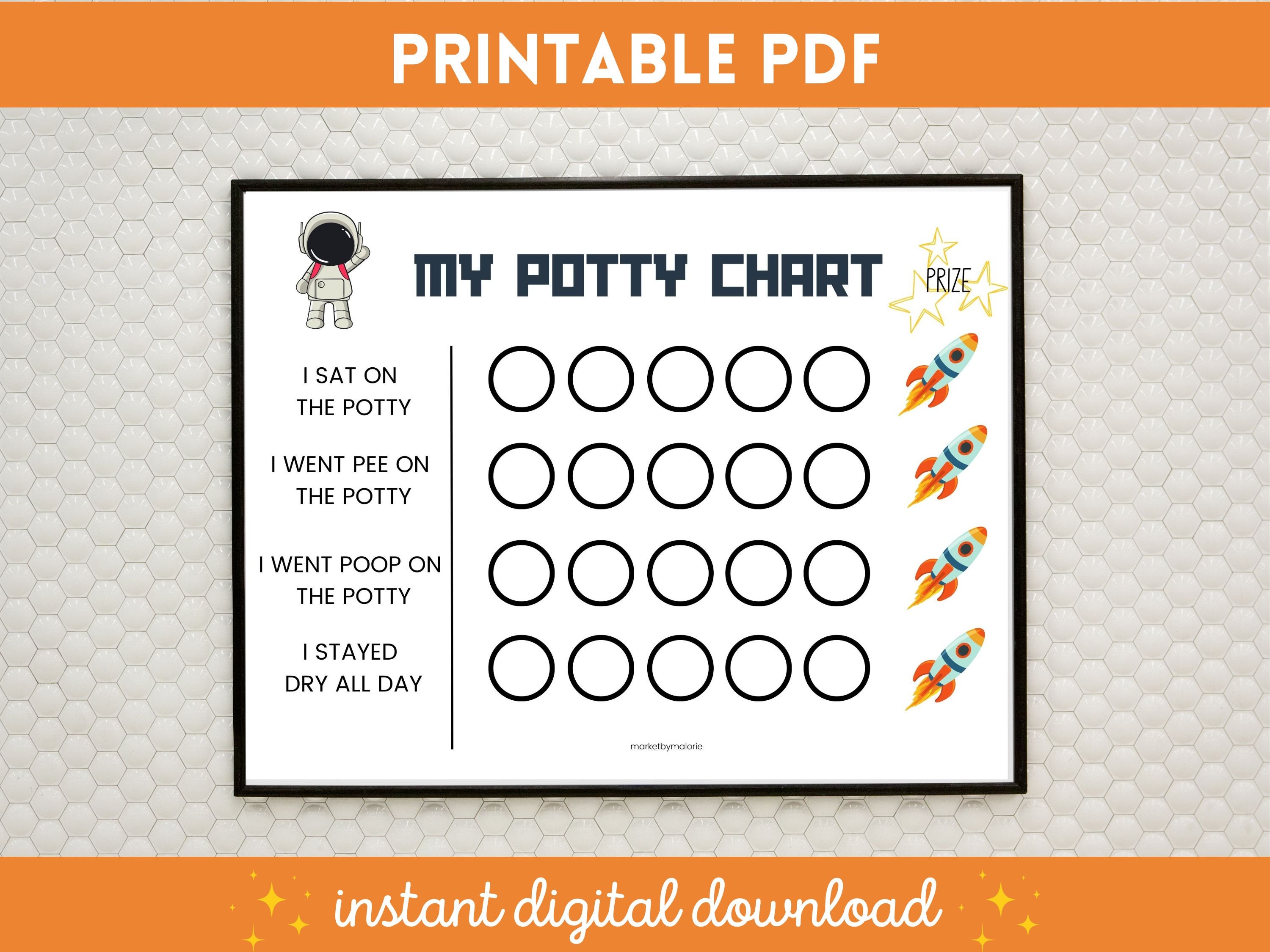 Space Astronaut Potty Chart Rocket Potty Chart Reward Chart Toddler ...