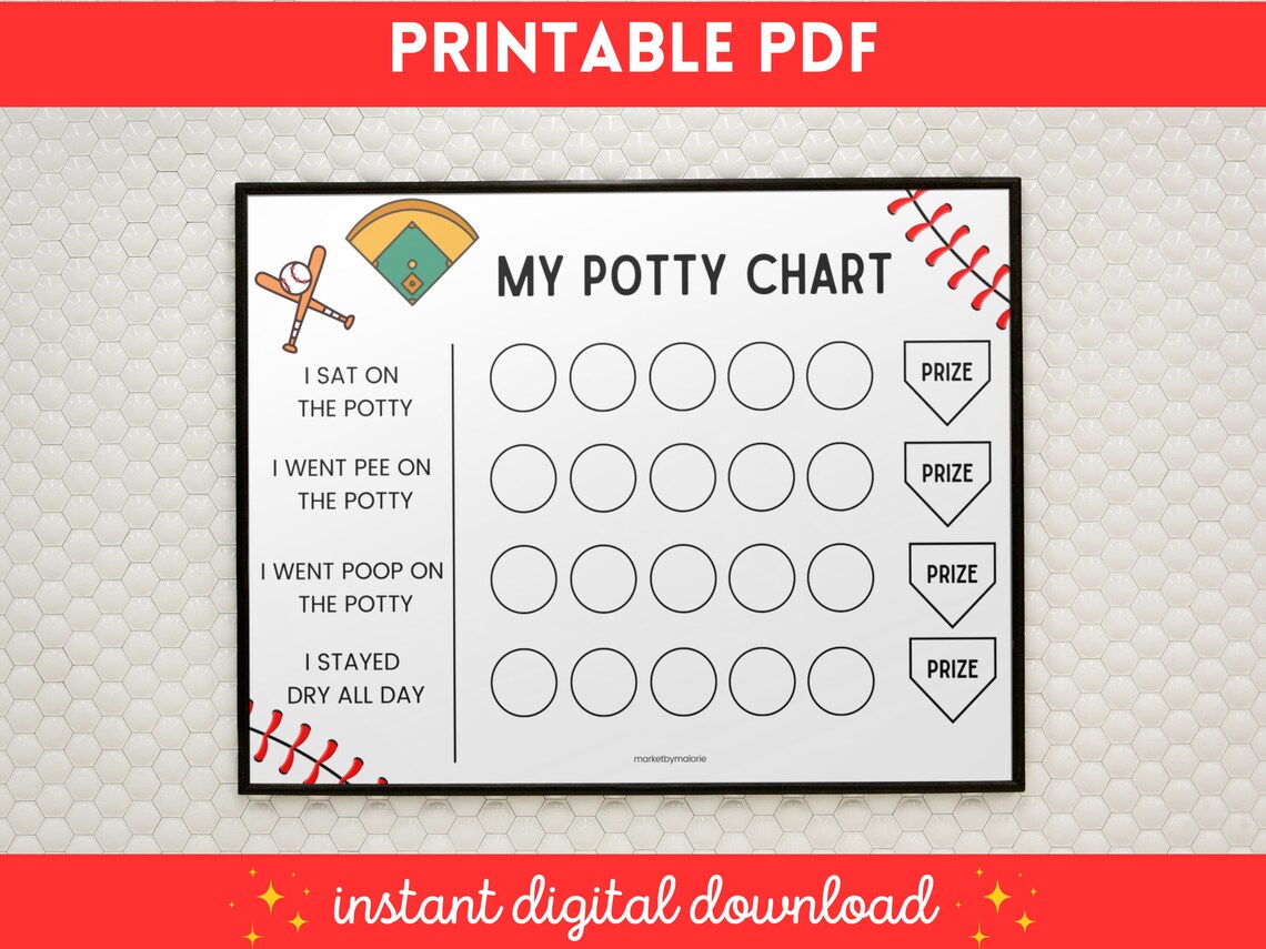 Potty Chart | Baseball Potty Chart | Reward Chart | Toddler Printables ...