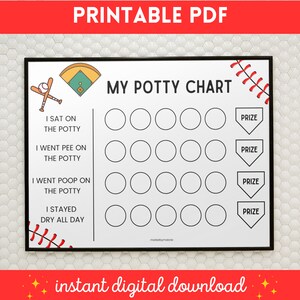Potty Chart | Baseball Potty Chart | Reward Chart | Toddler Printables ...