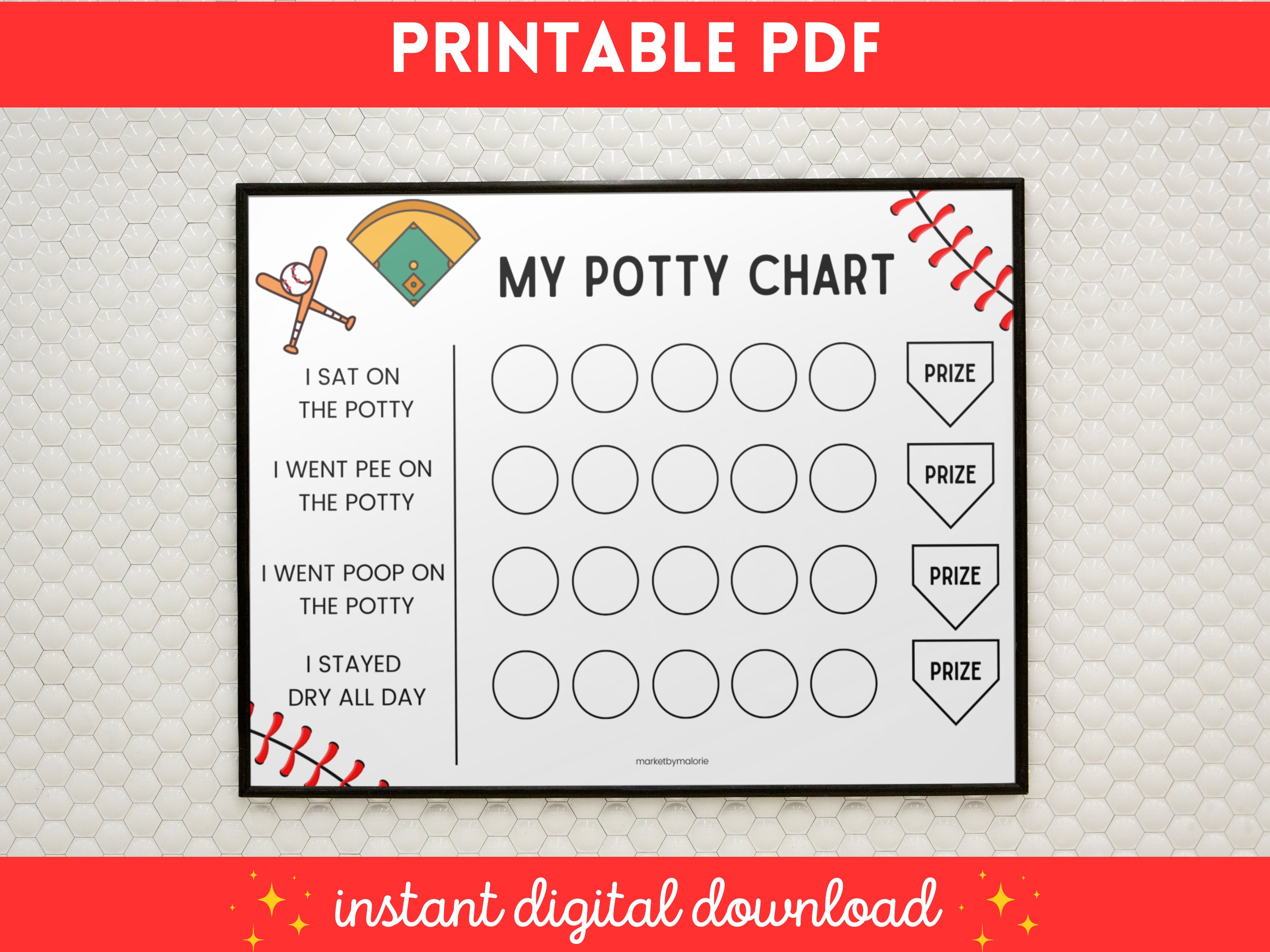 Potty Chart | Baseball Potty Chart | Reward Chart | Toddler Printables ...