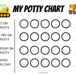 Potty Training Chart Construction Potty Chart Reward Chart Toddler ...