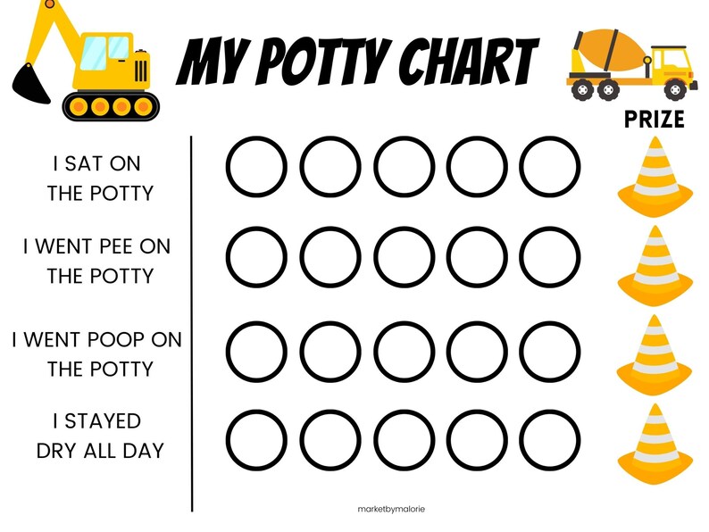 Potty Training Chart Construction Potty Chart Reward Chart Toddler ...