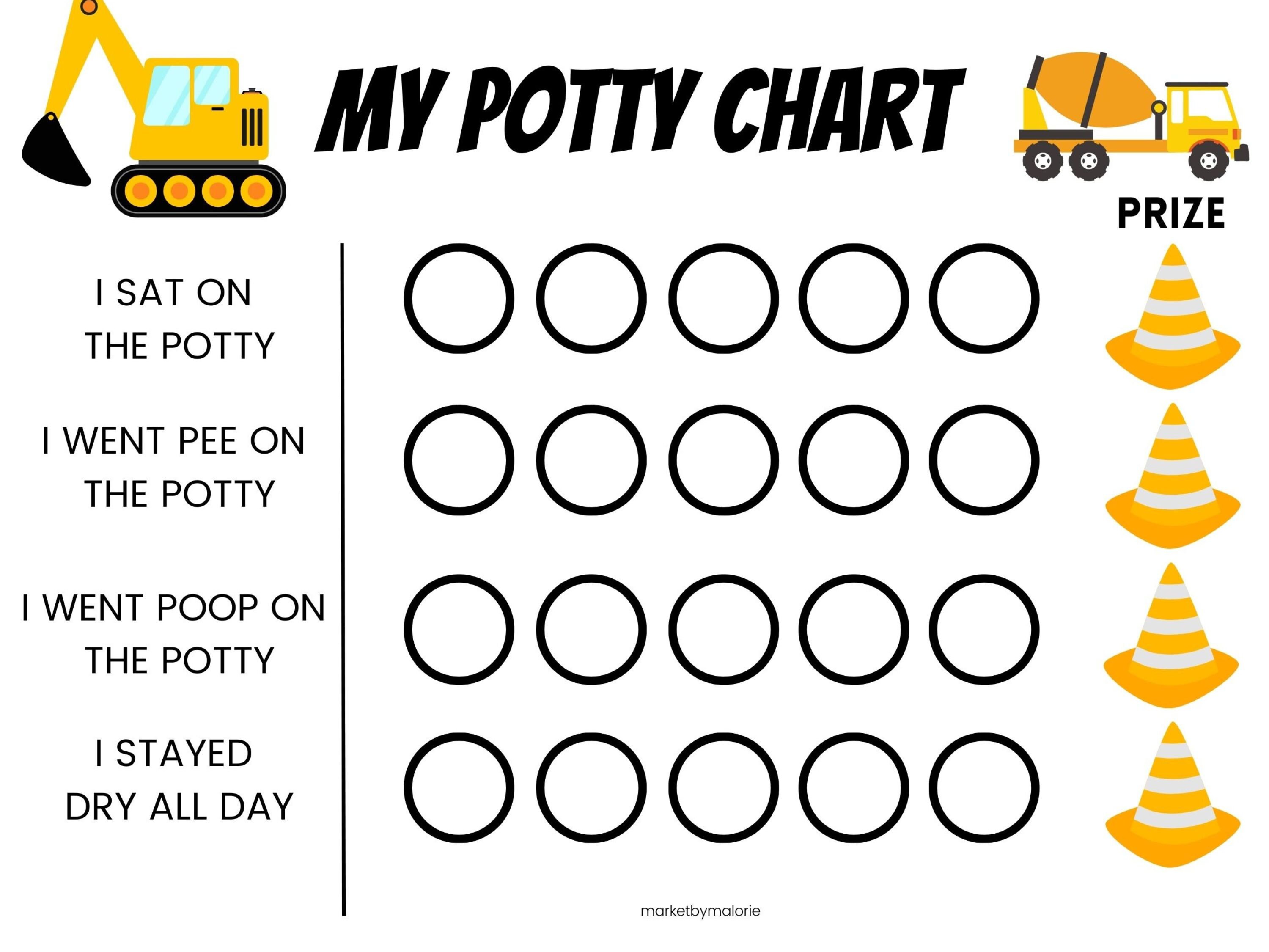 Potty Training Chart Construction Potty Chart Reward Chart Toddler ...