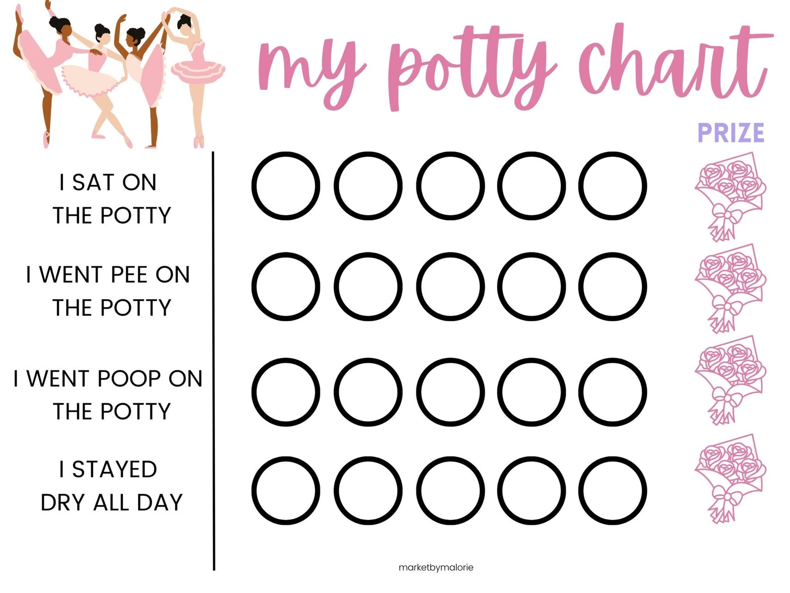 Potty Training Chart Girls Ballet Potty Chart Reward Chart Toddler ...