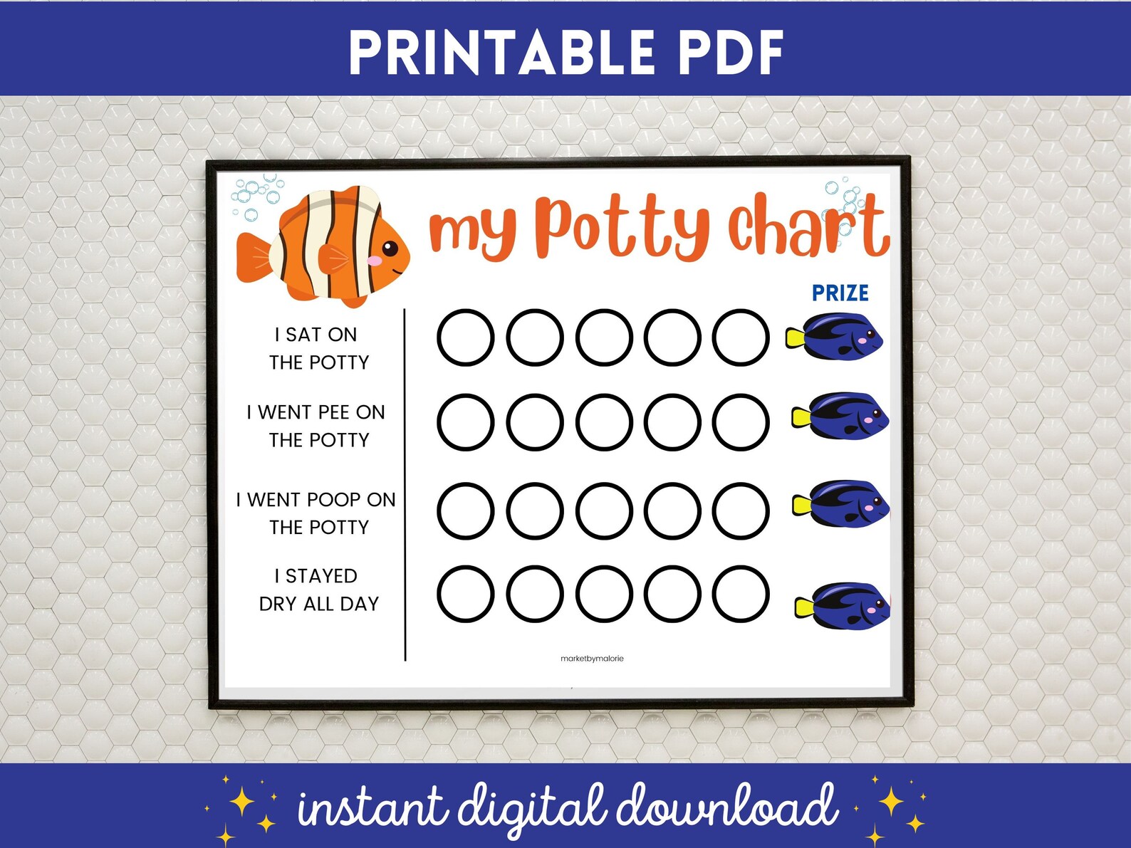 Potty Training Chart Ocean Chart Fish Reward Chart Toddler Printable ...