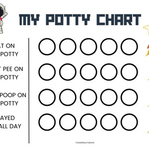 Space Astronaut Potty Chart Rocket Potty Chart Reward Chart Toddler ...