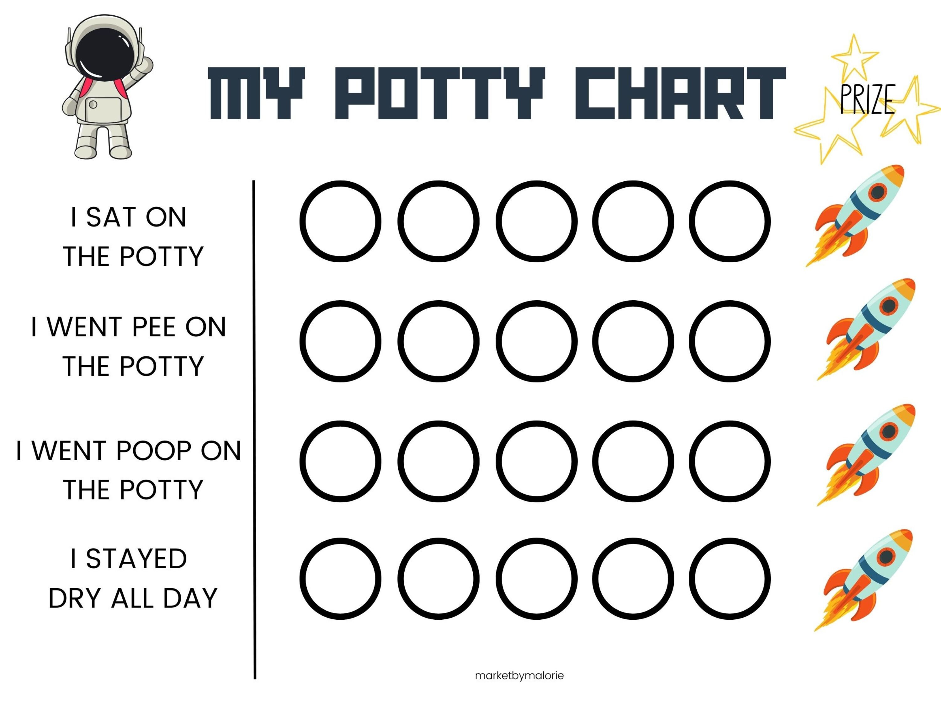 Space Astronaut Potty Chart Rocket Potty Chart Reward Chart Toddler ...