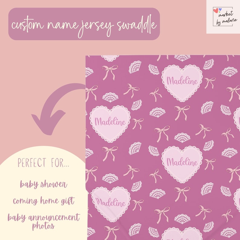 Coquette Balletcore Girls Swaddle Gift Baby Shower Girl Name ...