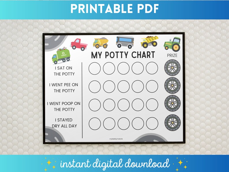 Potty Chart | Trucks Potty Chart | Reward Chart | Toddler Printables ...