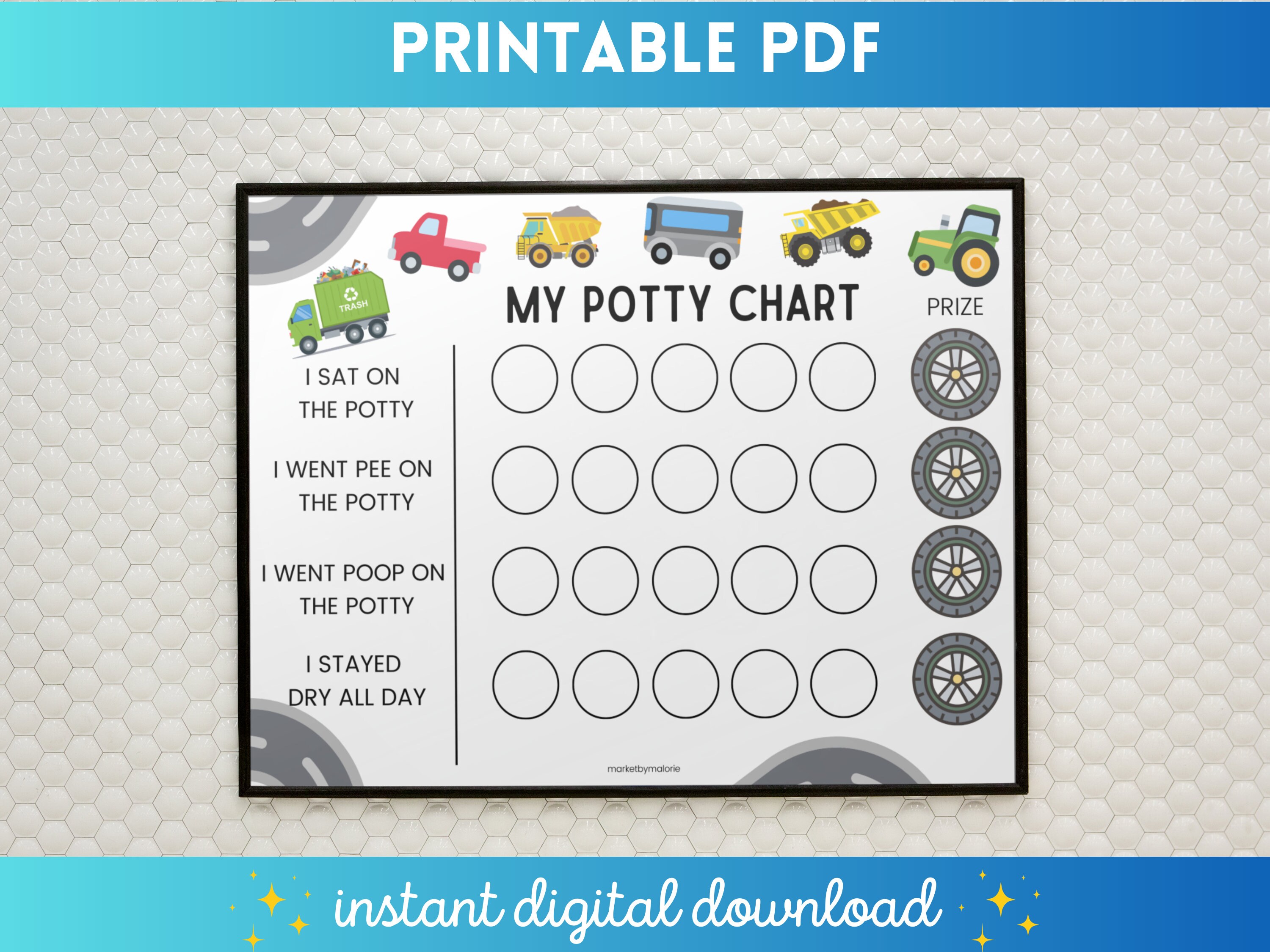Potty Chart | Trucks Potty Chart | Reward Chart | Toddler Printables ...