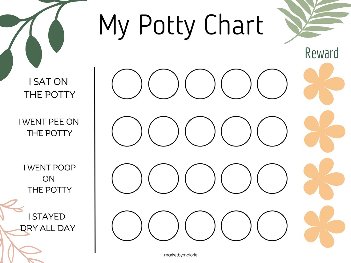 Potty Chart Flowers Potty Chart Reward Chart Toddler Printables Kids ...